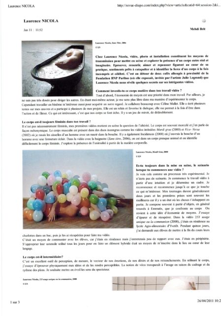 Interview Mehdi Brit, Revue-diapo 2011 « Laurence Nicola